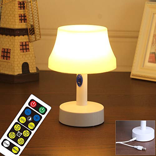 WRalwaysLX Led Night Light, USB Power/Battery Operated Nursery Lamps with Remote Control, Portable 5-Stage Dimmable Table Lamp with Timer for Bedroom, Kids Room and Other Room