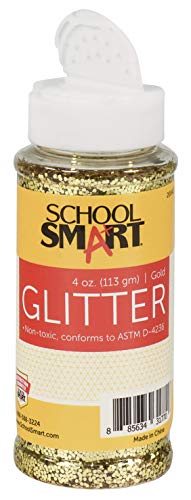 School Smart Craft Glitter, 4 Ounce Jar, Gold