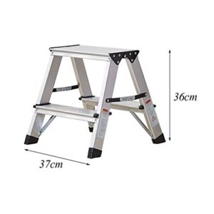 PENGJIE Folding Ladder Step Stool Ladder Stool 2 Step Folding Aluminum Heavy Duty Steel Portable Anti Slip Mat Tread Compact 150 Kg Capacity