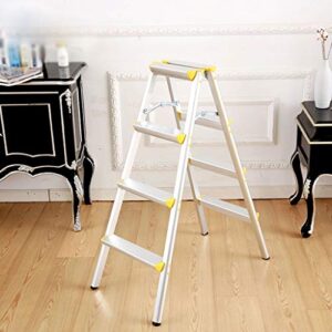 PENGJIE Folding Ladder Step Stool Ladder Stool 4 Step Folding Aluminum Heavy Duty Steel Portable Anti Slip Mat Tread Compact 150 Kg Capacity