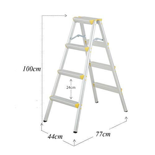 PENGJIE Folding Ladder Step Stool Ladder Stool 4 Step Folding Aluminum Heavy Duty Steel Portable Anti Slip Mat Tread Compact 150 Kg Capacity