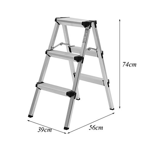 PENGJIE Folding Ladder Step Stool Ladder Stool 3 Step Folding Aluminum Heavy Duty Steel Portable Anti Slip Mat Tread Compact 150 Kg Capacity