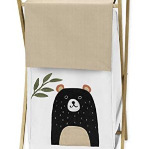 Sweet Jojo Designs Bear Forest Animal Baby Kid Clothes Laundry Hamper for Woodland Pals Collection - Neutral Beige, Green, Black and White