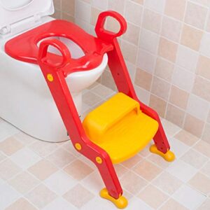 PENGJIE Folding Ladder Step Stool Ladder Stool Child Toilet Seat Potty Training Sturdy with Soft Cushion Folding Adjustable Safe Anti-Slip