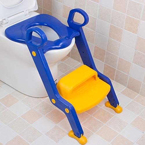 PENGJIE Folding Ladder Step Stool Child Ladder Stool Toilet Seat Potty Training Sturdy with Soft Cushion Folding Adjustable Safe Anti-Slip