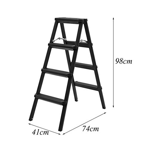 PENGJIE Folding Ladder Step Stool Ladder Stool 4 Step Folding Aluminum Heavy Duty Steel Portable Anti Slip Mat Tread Compact 150 Kg Capacity