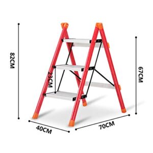 PENGJIE Folding Ladder Step Stool Ladder 3 Step Folding Aluminum Stool Heavy Duty Steel Portable Anti Slip Mat Tread Compact 120 Kg Capacity