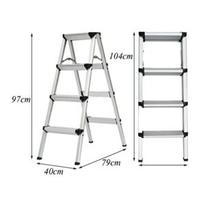 PENGJIE Folding Ladder Step Stool Ladder Stool 4 Step Folding Aluminum Heavy Duty Steel Portable Anti Slip Mat Tread Compact 150 Kg Capacity