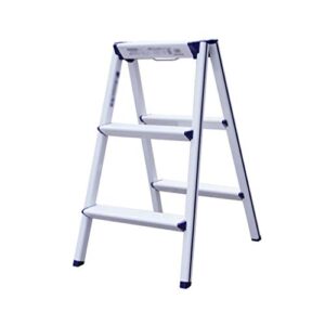 pengjie folding ladder step stool ladder 3 step folding aluminum stool heavy duty steel portable anti slip mat tread compact 120 kg capacity