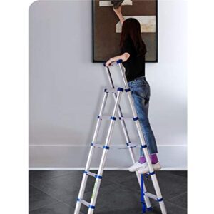 PENGJIE Folding Ladder Step Stool Telescopic Ladder 5 Step Folding Portable Aluminium Ladder A-Frame Multi-Purpose