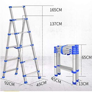 PENGJIE Folding Ladder Step Stool Telescopic Ladder 5 Step Folding Portable Aluminium Ladder A-Frame Multi-Purpose