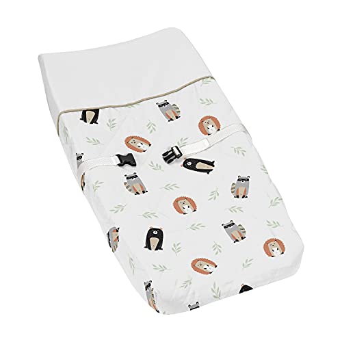 Sweet Jojo Designs Bear Raccoon Hedgehog Forest Animal Unisex Boy or Girl Baby Nursery Changing Pad Cover for Woodland Pals Collection - Neutral Beige, Green, Black and Grey