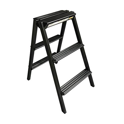 PENGJIE Folding Ladder Step Stool Ladder Stool 3 Step Folding Aluminum Heavy Duty Steel Portable Anti Slip Mat Tread Compact 150 Kg Capacity