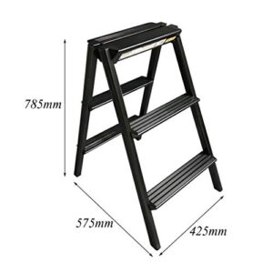 PENGJIE Folding Ladder Step Stool Ladder Stool 3 Step Folding Aluminum Heavy Duty Steel Portable Anti Slip Mat Tread Compact 150 Kg Capacity