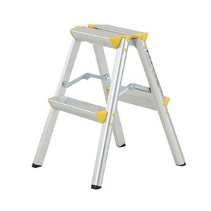 pengjie folding ladder step stool ladder stool 2 step folding aluminum heavy duty steel portable anti slip mat tread compact 150 kg capacity