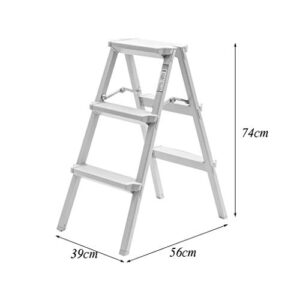 PENGJIE Folding Ladder Step Stool Ladder Stool 3 Step Folding Aluminum Heavy Duty Steel Portable Anti Slip Mat Tread Compact 150 Kg Capacity