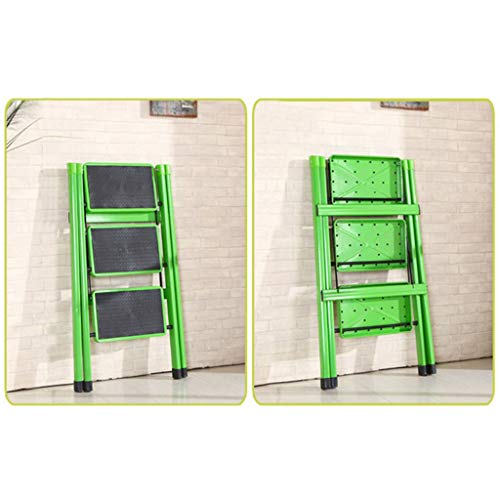 PENGJIE Folding Ladder Step Stool Ladder Stool 3 Step Folding Aluminum Heavy Duty Steel Portable Anti Slip Mat Tread Compact 150 Kg Capacity