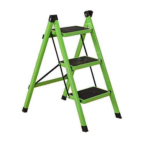 PENGJIE Folding Ladder Step Stool Ladder Stool 3 Step Folding Aluminum Heavy Duty Steel Portable Anti Slip Mat Tread Compact 150 Kg Capacity