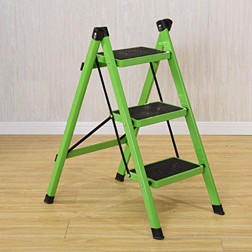 PENGJIE Folding Ladder Step Stool Ladder Stool 3 Step Folding Aluminum Heavy Duty Steel Portable Anti Slip Mat Tread Compact 150 Kg Capacity