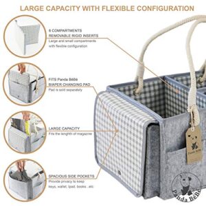 Panda BéBé Premium Travel Diaper Caddy Organizer Bag with Cotton Rope Handles, Portable and Lightweight Tote with Privacy Lids, Large Compartments, Spacious Pockets, Waterproof Base & Lining