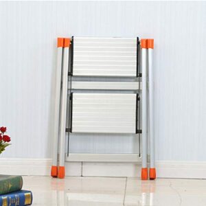 PENGJIE Folding Ladder Step Stool Ladder Stool 2 Step Folding Heavy Duty Steel Portable Anti Slip Mat Tread Compact 150 Kg Capacity