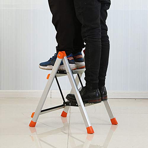 PENGJIE Folding Ladder Step Stool Ladder Stool 2 Step Folding Heavy Duty Steel Portable Anti Slip Mat Tread Compact 150 Kg Capacity