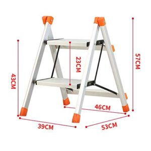 PENGJIE Folding Ladder Step Stool Ladder Stool 2 Step Folding Heavy Duty Steel Portable Anti Slip Mat Tread Compact 150 Kg Capacity