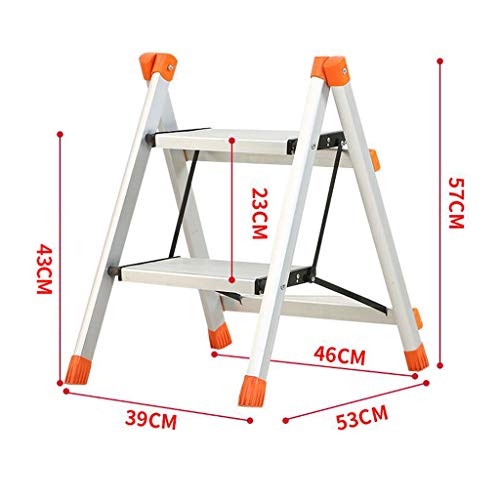 PENGJIE Folding Ladder Step Stool Ladder Stool 2 Step Folding Heavy Duty Steel Portable Anti Slip Mat Tread Compact 150 Kg Capacity