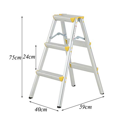 PENGJIE Folding Ladder Step Stool Ladder Stool 3 Step Folding Aluminum Heavy Duty Steel Portable Anti Slip Mat Tread Compact 150 Kg Capacity