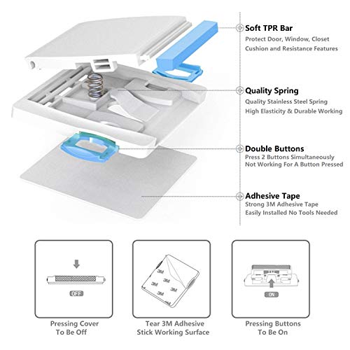 Sliding Glass Door Child Lock - OKEFAN 4 Pack Baby Safety Slide Window Locks for Kids Proof Patio Closet Doors No Drilling Tools Needed (Blue)