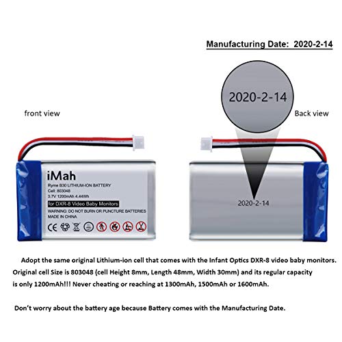 iMah Replacement for Infant Optics DXR-8 Baby Monitor Battery Sp 803048 3.7V 1200mAh Lithium-ion Rechargeable