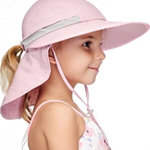 Camptrace Toddler Kids Sun Hats with Neck Flap UPF 50+ UV Protection Wide Rigid Brim Boys Girls Beach Swim Sunhat