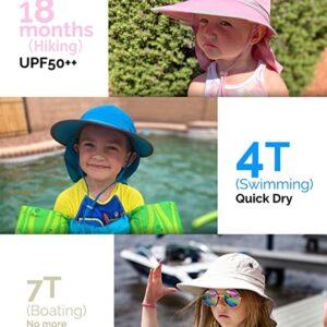 Camptrace Toddler Kids Sun Hats with Neck Flap UPF 50+ UV Protection Wide Rigid Brim Boys Girls Beach Swim Sunhat