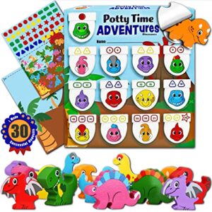 lil advents potty time adventures - dinosaurs with 14 wooden block toy prizes|potty training advent game|as seen on shark tank|wood block toys, reward chart, activity board and stickers