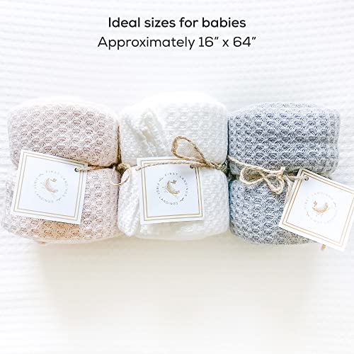 First Landings Swaddle Blankets 3-Pack - Premium Soft Knit Baby Wrap Receiving Blankets - 16" x 64" Baby Blankets - Newborn Photography Props - Gender Neutral Boy and Girl Baby Essentials (Neutral)