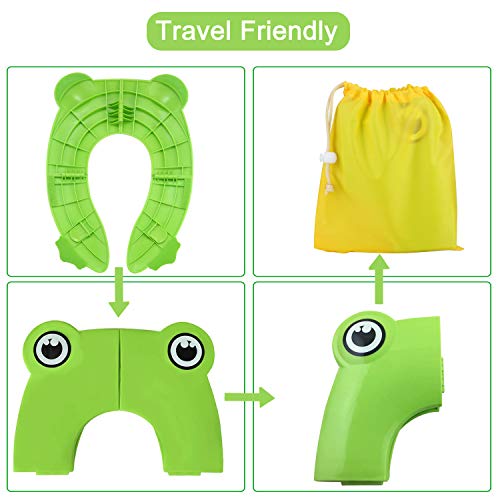 PandaEar Toilet Seat Cover | Folding Travel Toilet Seat for Children and Potty Training | Portable Silicone Toilet Seat for Toddlers, Boys & Girls with Non-Slip Silicone Pads | Recyclable Toilet Seat