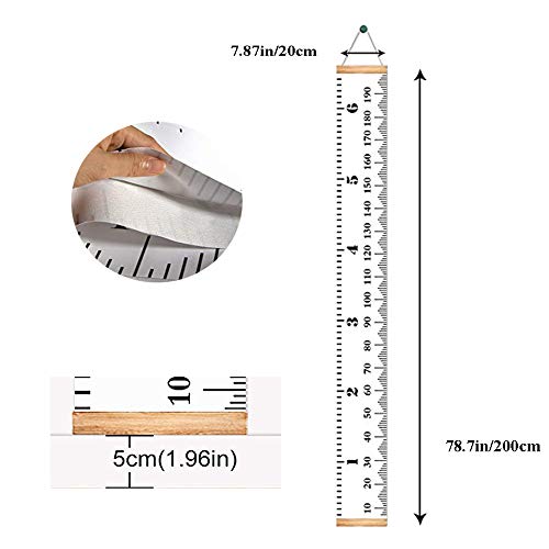 Growth Charts for Kids,Accurate Baby Height Growth Chart Ruler,Removable Canvas Wall Hanging Measurement Chart for Home Decoration