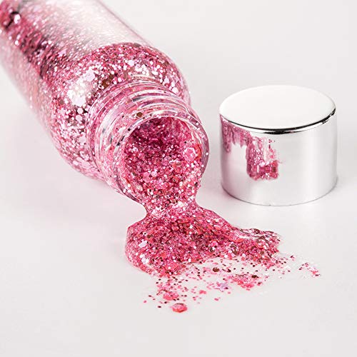 GL-Turelifes Mermaid Sequins Chunky Glitter Liquid Eyeshadow Glitter Body Gel Festival Glitter Cosmetic Face Hair Nails Makeup Long Lasting Sparkling 30g (#09 White)