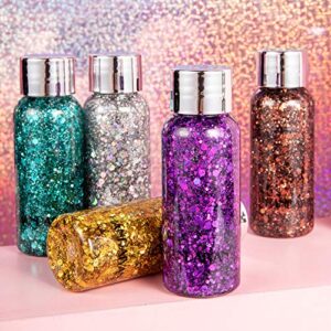 GL-Turelifes Mermaid Sequins Chunky Glitter Liquid Eyeshadow Glitter Body Gel Festival Glitter Cosmetic Face Hair Nails Makeup Long Lasting Sparkling 30g (#09 White)