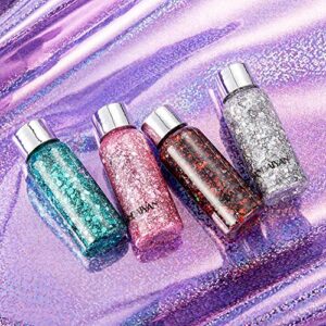 GL-Turelifes Mermaid Sequins Chunky Glitter Liquid Eyeshadow Glitter Body Gel Festival Glitter Cosmetic Face Hair Nails Makeup Long Lasting Sparkling 30g (#09 White)