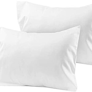 Travel Pillow Case 12x16 Size Set of 2 Envelope Closure Toddler Pillowcase 600 Thread Count 100% Soft Egyptian Cotton Travel Pillow Covers 12 x 16, White Solid