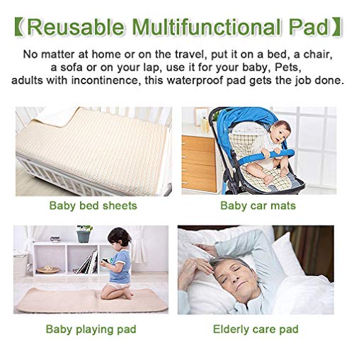 Waterproof Baby Bed Pad Maveek 47.2'' x 27.6'' Baby Organic Mattress Pad Bamboo Blanket Toddler Bed Sheet Protector Reusable High Absorbent Mattress Protector Baby Diaper Changing Pad