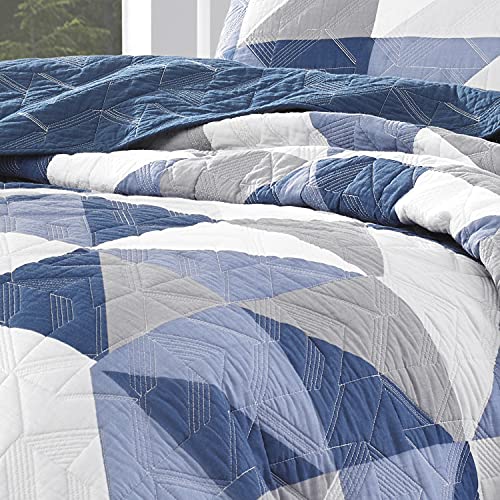 Eddie Bauer - Queen Quilt Set, Reversible Cotton Bedding with Matching Shams, Lightweight Home Decor for All Seasons (North Cove Navy, Queen)