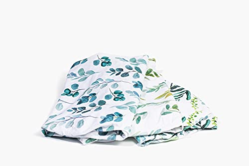 NODNAL CO. 3 Fitted Bassinet Sheets Leafy Set - 100% OEKO-TEX Cotton for Baby Girl/Boy - Gender Neutral Leaves, Floral Eucalyptus Greenery - Cradle/Moses Basket Hourglass Oval Rectangle Mattress Sheet