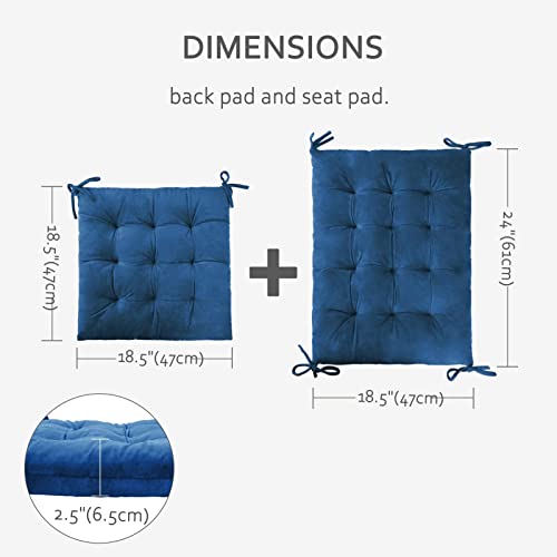 ELFJOY Solid Color Cozy Sanding Fabric Rocking Chair Cushions -Rocker Chair Pad Set Navy