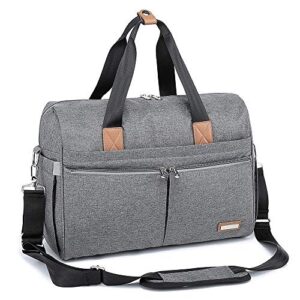 diaper bag tote, ruvalino hospital bags for labor and delivery, multifunction large travel weekender overnight bag for mom and dad, convertible baby bag for boy and girls gray