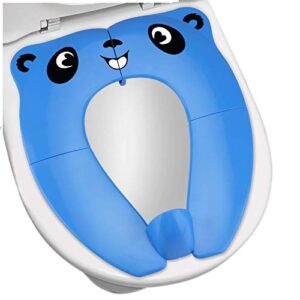 upgrade portable potty seat with splash guard for toddler, foldable travel potty seat with carry bag, non-slip pads toilet potty training seat covers for baby, toddlers and kids (blue)