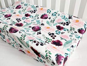 baby girls boy crib bedding changing pad cover changing table pads (pink wine floral)