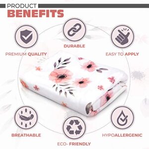 Pink Floral Girl Crib Sheet - 100% Finely Combed Cotton, Breathable, Super Soft Watercolor Rose Baby Girl Crib Sheets, 52' x 28' x 9' Fits Standard Mattress