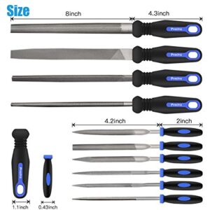 Preciva 18PCS File Set, 18 in1 High Carbon Steel Multipurpose File Set Includes 4PCS Flat/Triangle/Half-Round/Round Large File & 12PCS Needle File & Brush & Portable Bag.